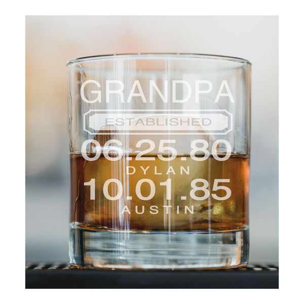 Personalized Engraved Whiskey Glass For Dad - Madi Kay Designs