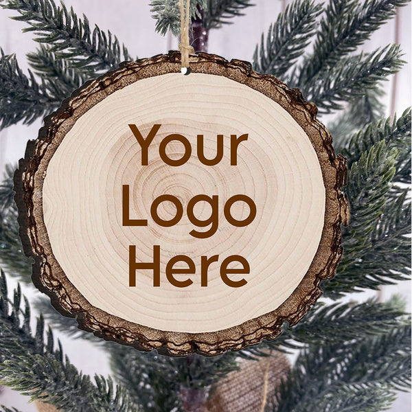 Wood Log Ornament Bulk Custom Logo - Madi Kay Designs