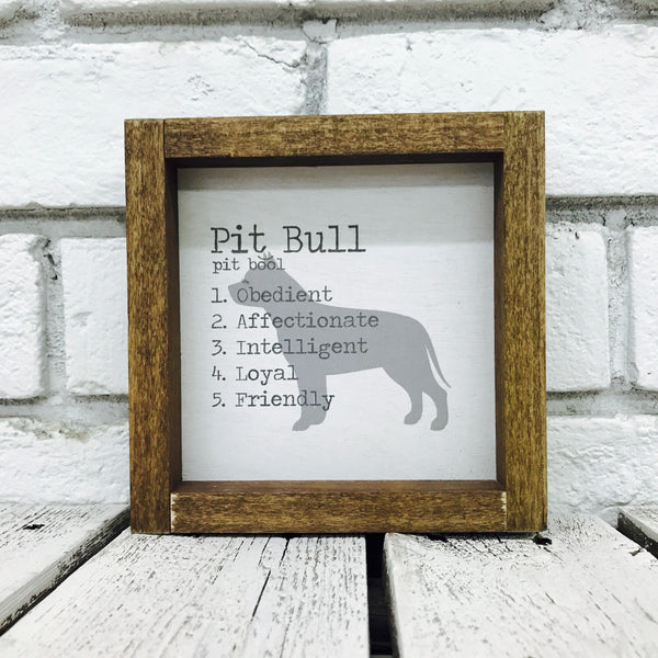 Pit Bull Dog Wooden Sign - Madi Kay Designs