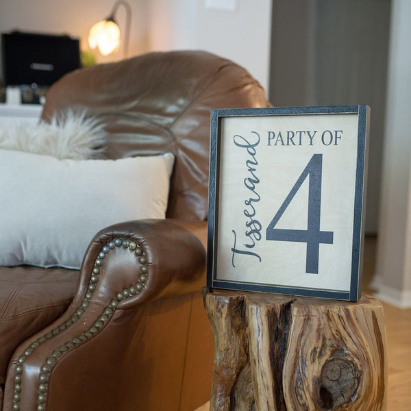 Personalized Family Last Name and Party of 4 Wooden Sign - Madi Kay Designs